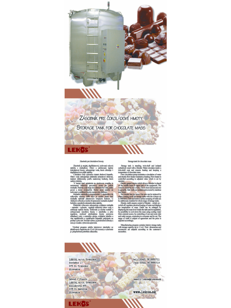 Storage Tank For Chocolate Mass | PDF