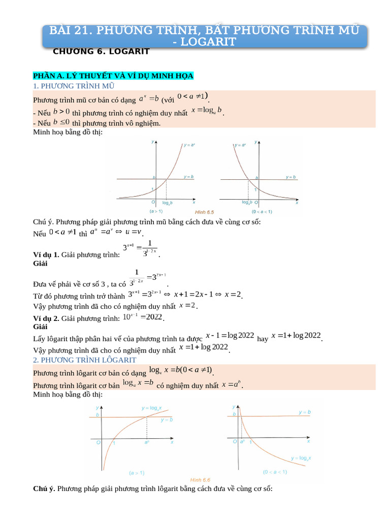 C6 - Bài-21-Phuong Trinh Mu - Logarit - CH | PDF