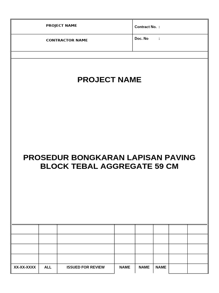 Prosedur Bongkaran Paving Block Tebal Aggregate 59 CM | PDF