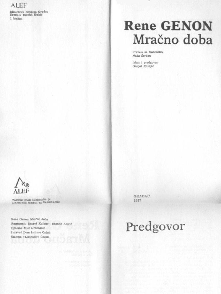 Rene Genon Mracno Doba | PDF