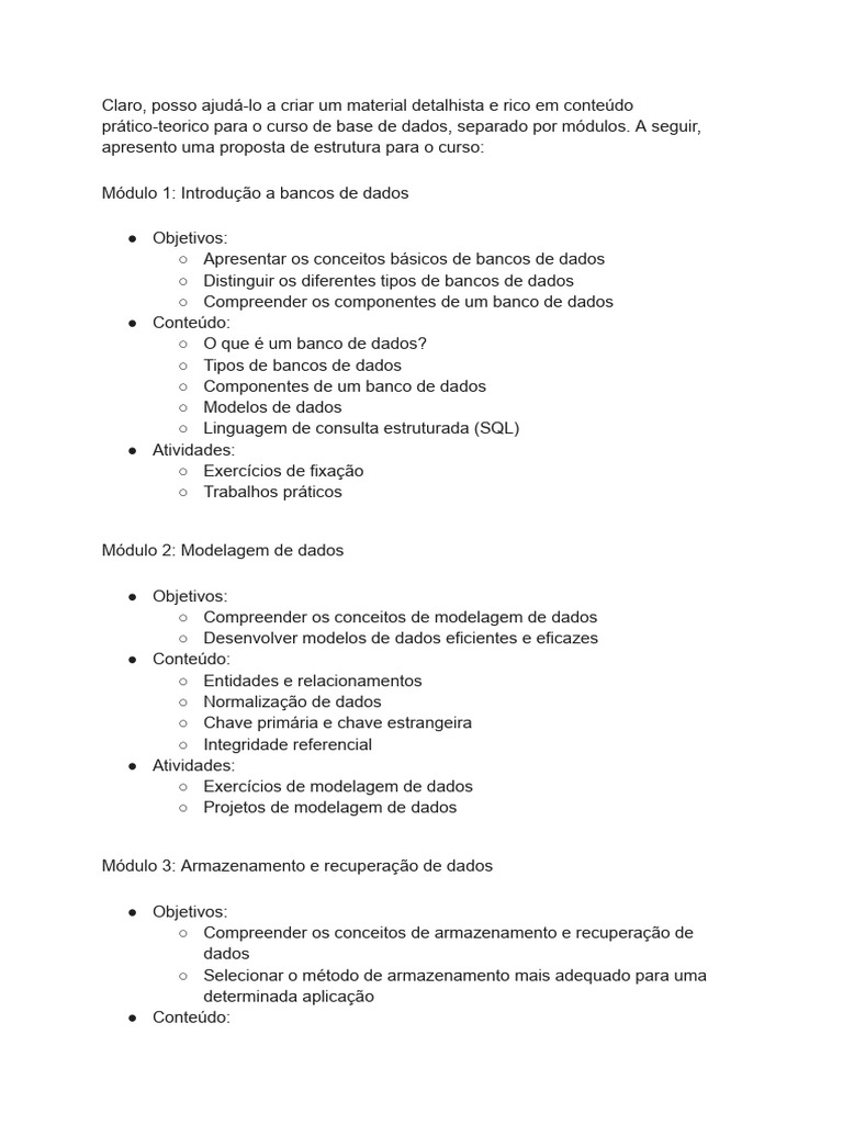 Programa de TBD | PDF