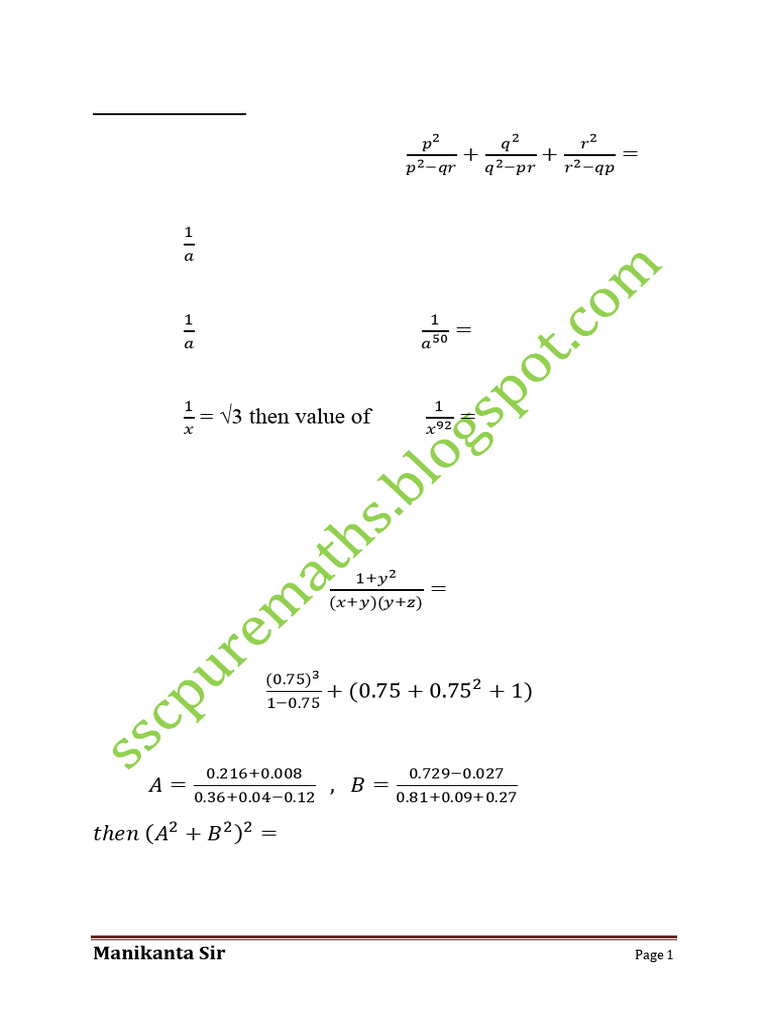 Algebraic Identities 3 | PDF