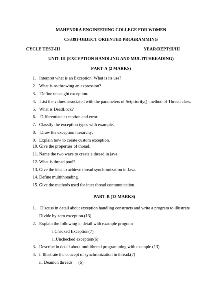 Oops Question Bank Cy3 | PDF Oops Question Bank Cy3 | PDF