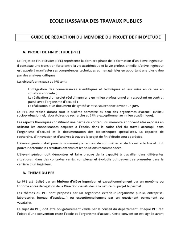 Guide de Redaction Du Memoire Du Pfe | PDF