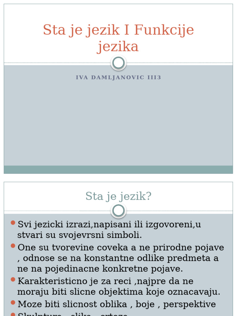 Sta Je Jezik I Funkcije Jezika | PDF