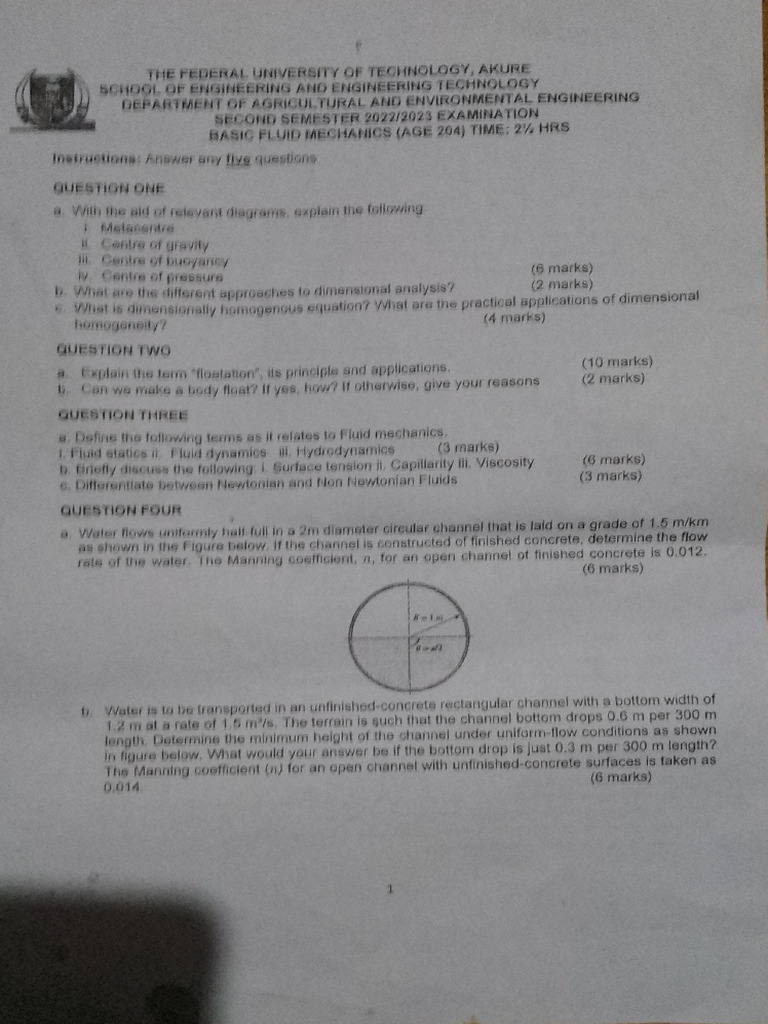 200l (2022-2023) Second Semester Past Questions | PDF