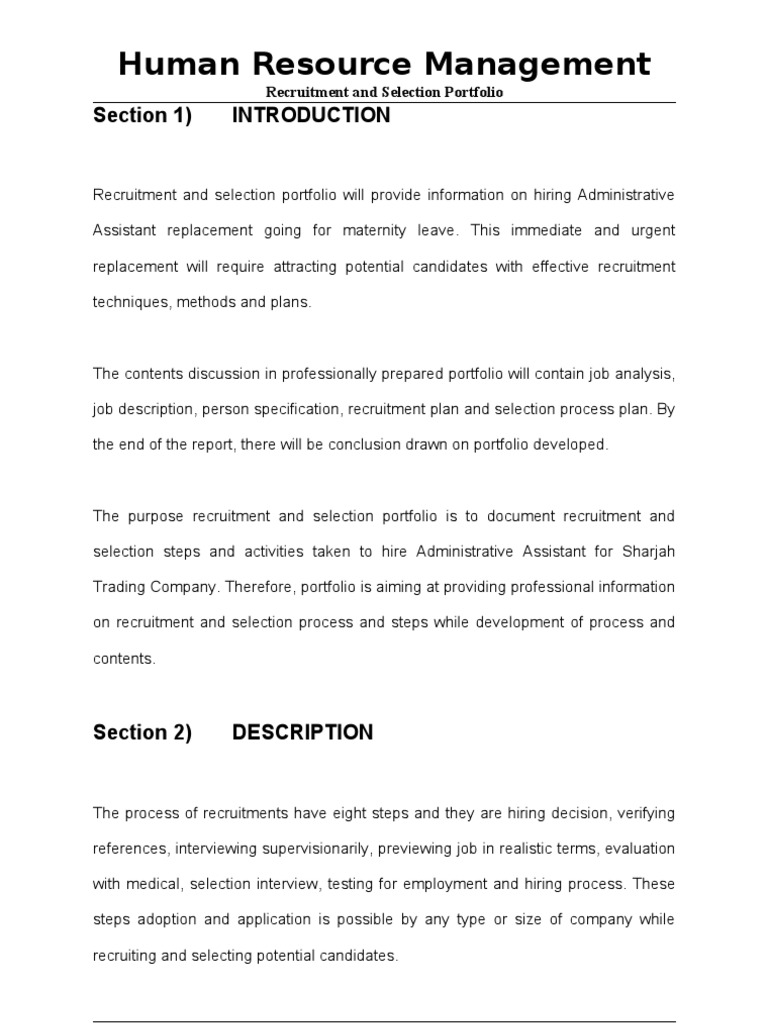 Recruitment and Selection Portfolio | Download Free PDF | Recruitment ...