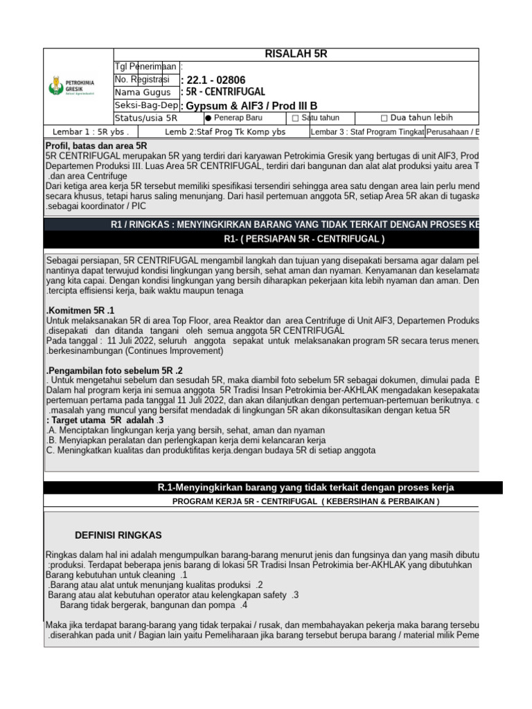 5R - Centrifugal:: Risalah 5R: 22.1 - 02806 Gypsum & Alf3 / Prod Iii B | PDF