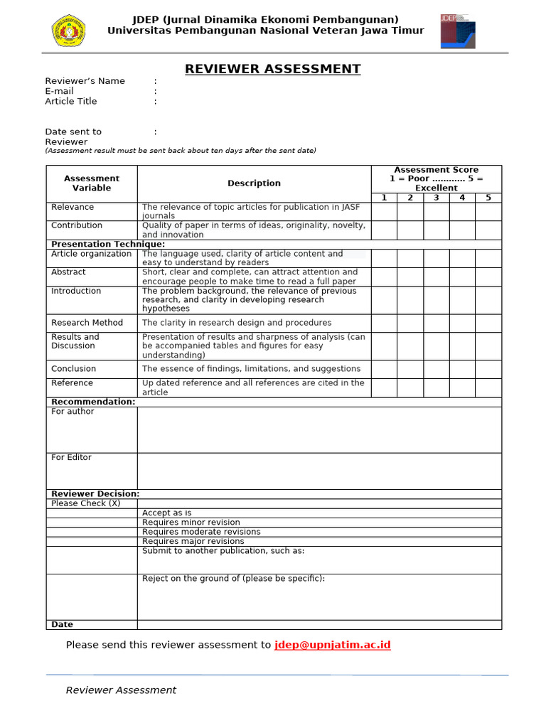 Review Form JDEP | PDF