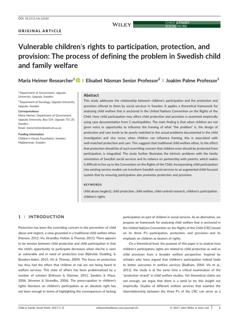 Vulnerable Children S Rights To Participation, Protection, and ...