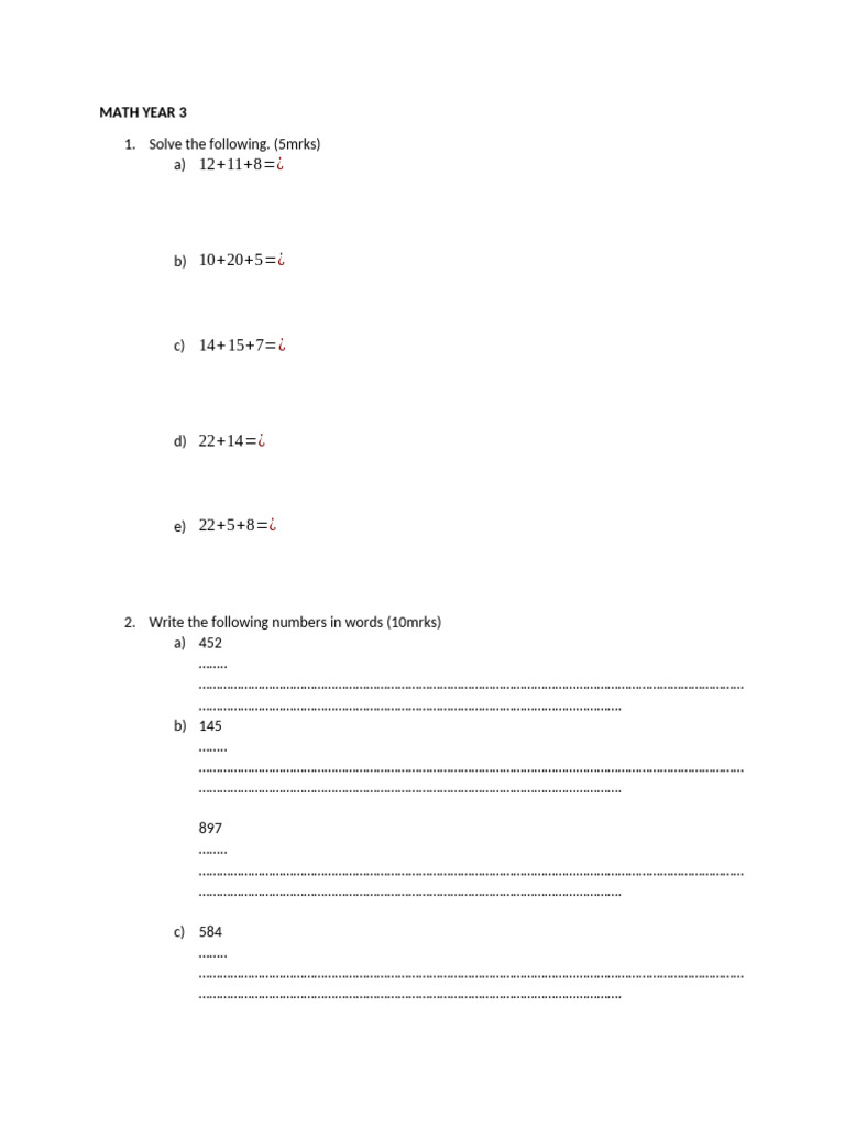 MATH YEAR 3 | PDF
