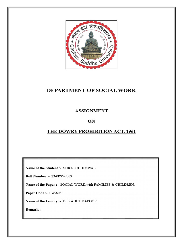 DowryProhibitionAct,1961 (SURAJ) (1) | PDF