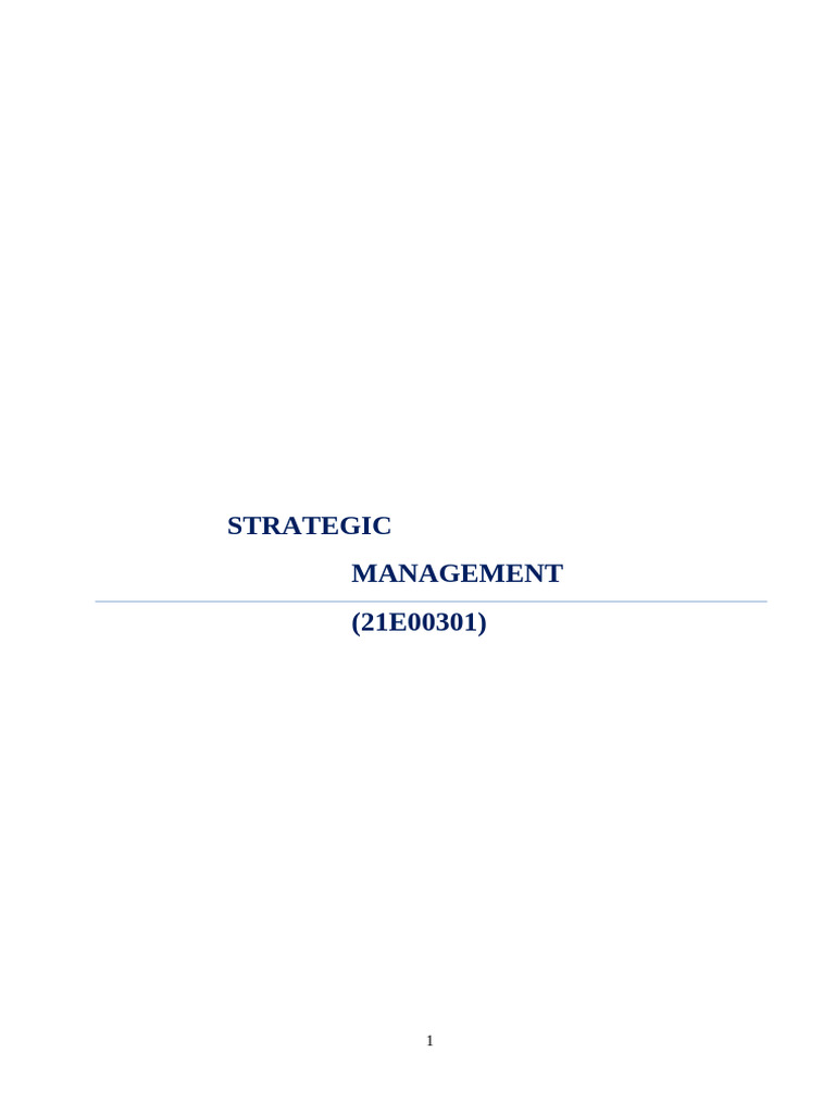 21e00301 - Strategic Management 3rd Semester | PDF