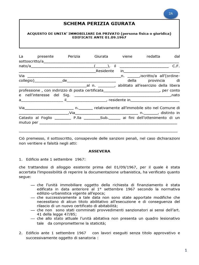 Schema Perizia Giurata | PDF