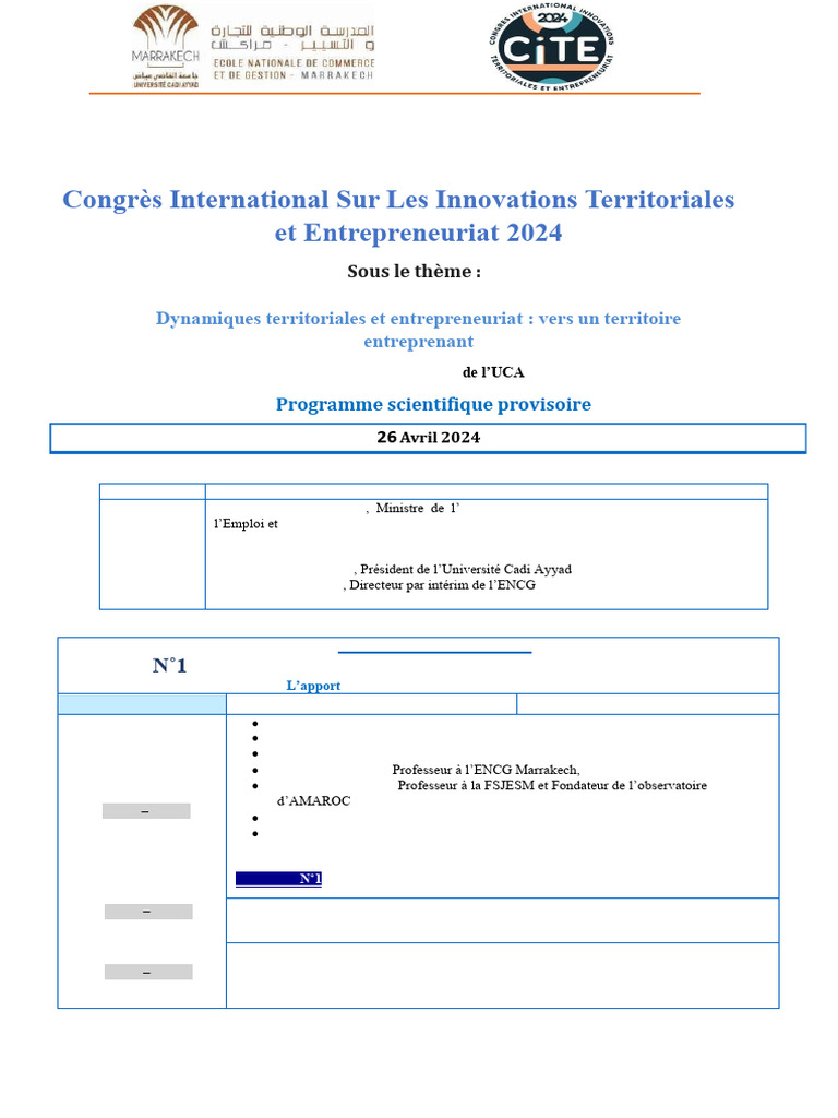 Programme Version Finale CITE 2024 | PDF