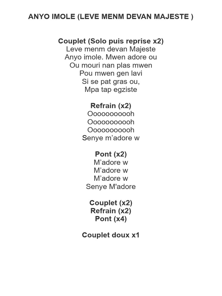 Anyo Imole Leve Menm Devan Majeste Pdf