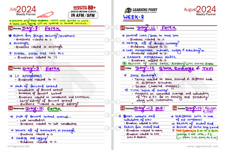 2 - Week-2 Plan Mission 80+ in AFMSFM by CA Nagendra Sah | PDF