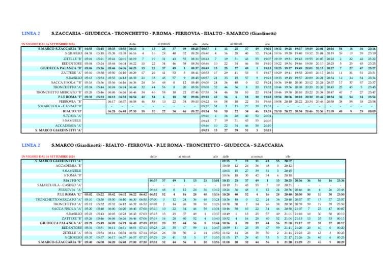 Actv Orario Linea 2 | PDF