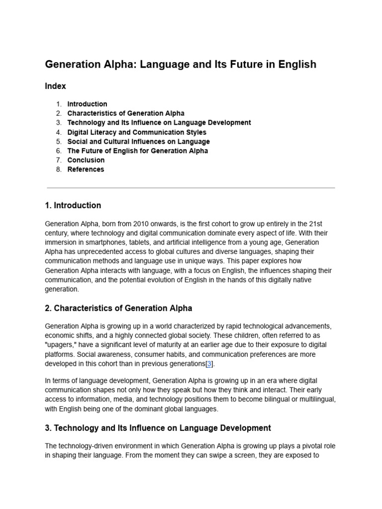 Generation Alpha - Language and Its Future in English | PDF ...