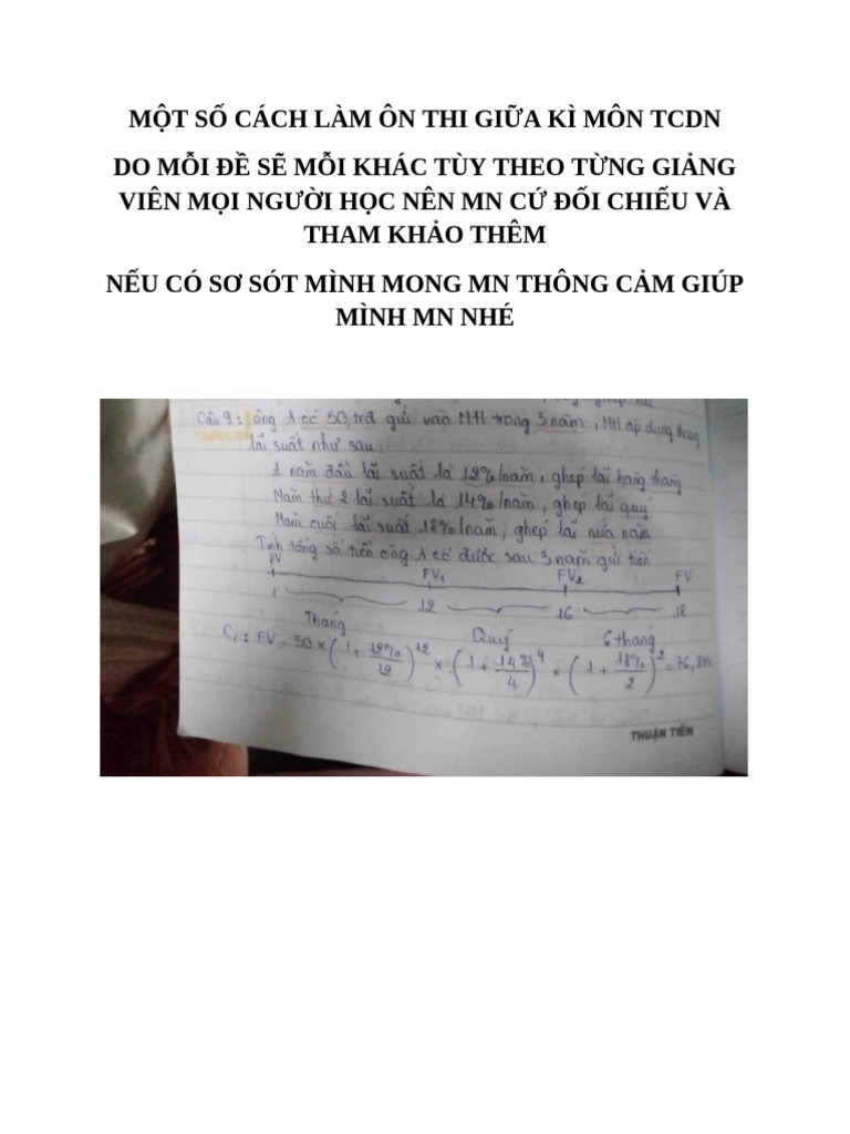 MỘT SỐ CÁCH LÀM ÔN THI GIỮA KÌ MÔN TCDN | PDF
