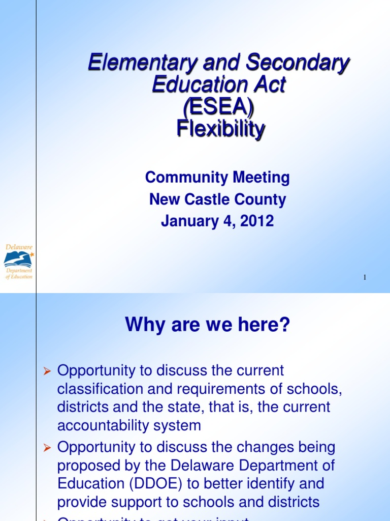 Elementary and Secondary Education Act (ESEA) : Flexibility | PDF ...