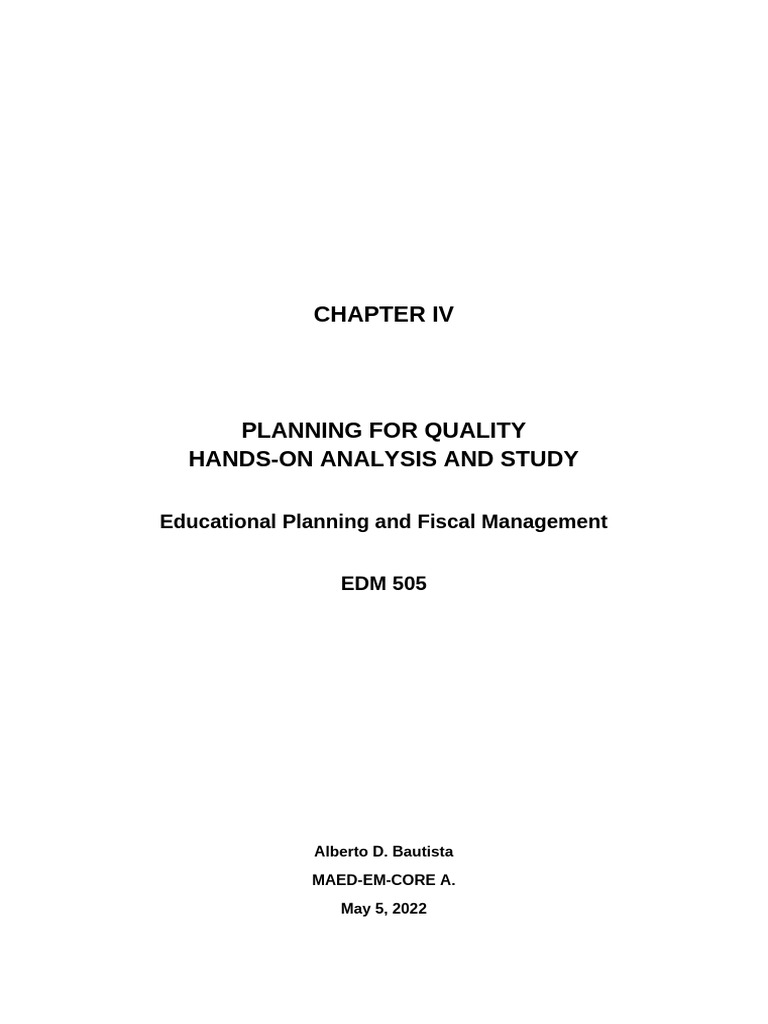 Educational Planning And Fiscal Management Planning For Quality Hands