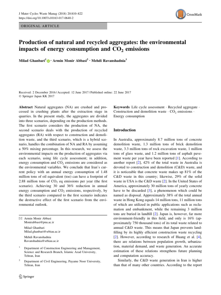 Production of Natural and Recycled Aggregates: The Environmental ...