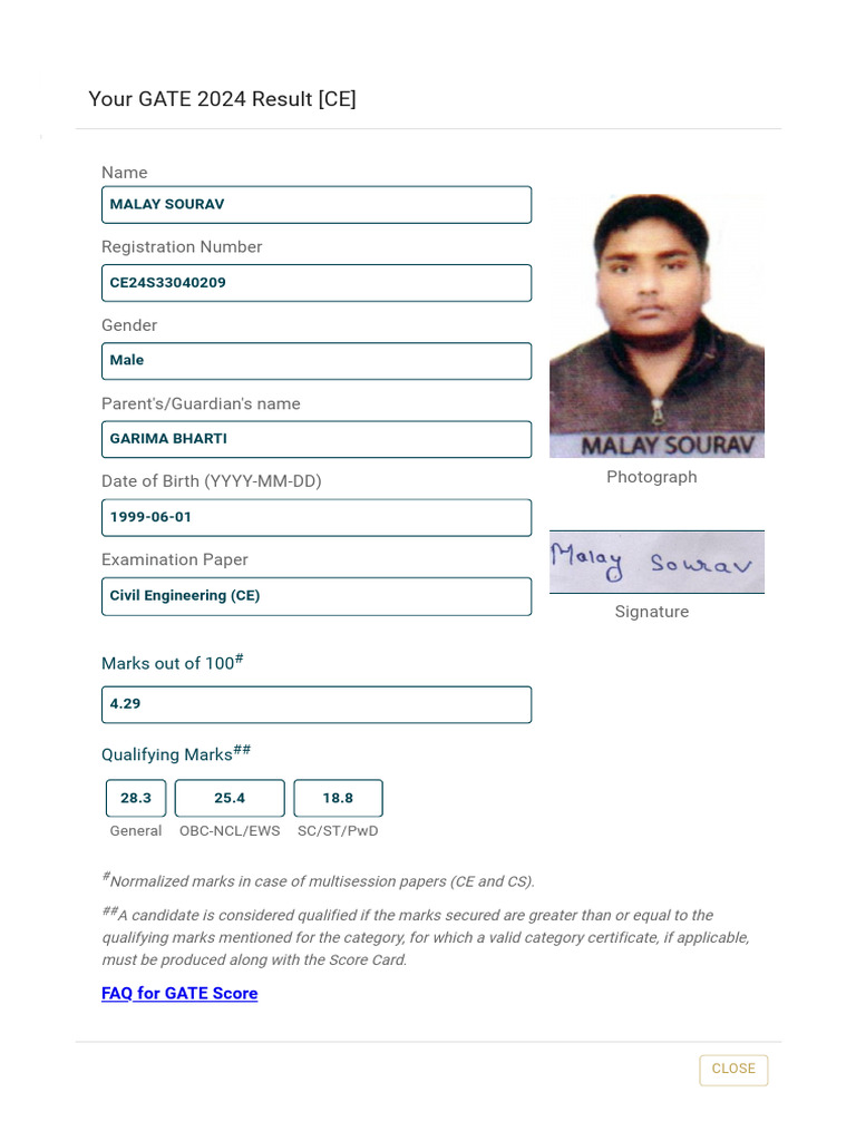 GATE 2024 Result | PDF
