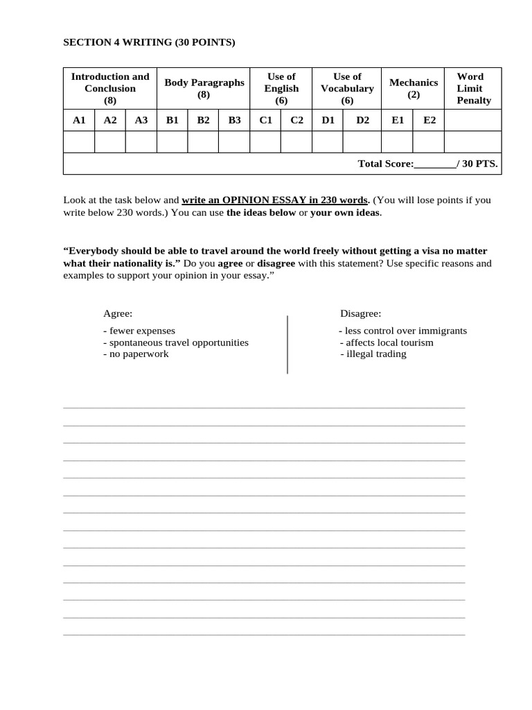 Sample Apex Section 4 (Opinion Essay Writing) Option 1 | PDF