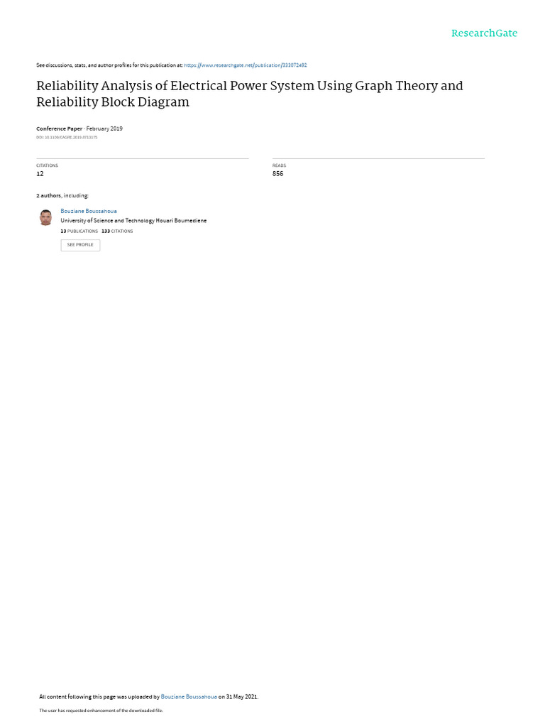 Boussahoua Reliability Analysisof Electrical Power System Using Graph ...