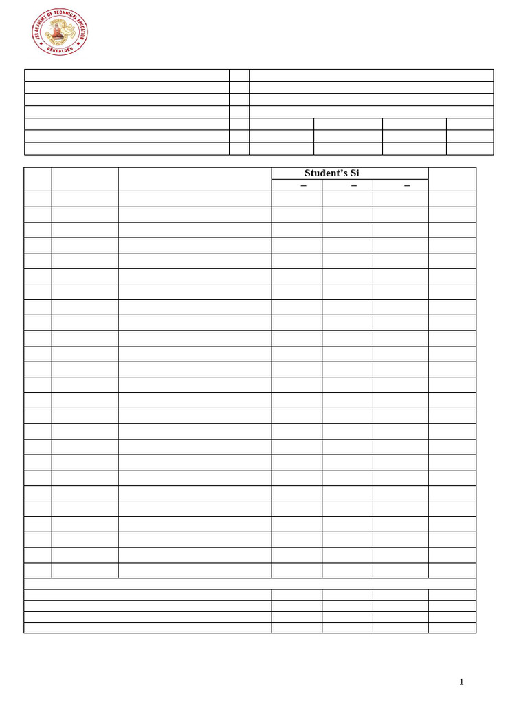Attendance Sheet 1st Sem IA3 2023 24 | PDF