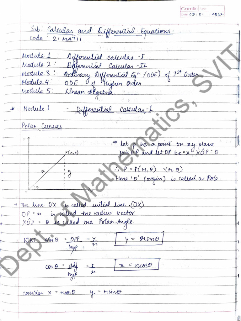 Module 1 - Differential Calculus 1 Notes | PDF