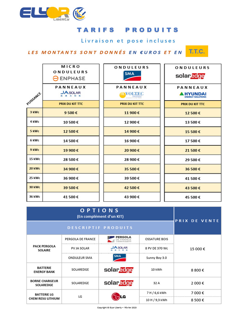 Elyor Tarifs Clients - Fev 23 | PDF