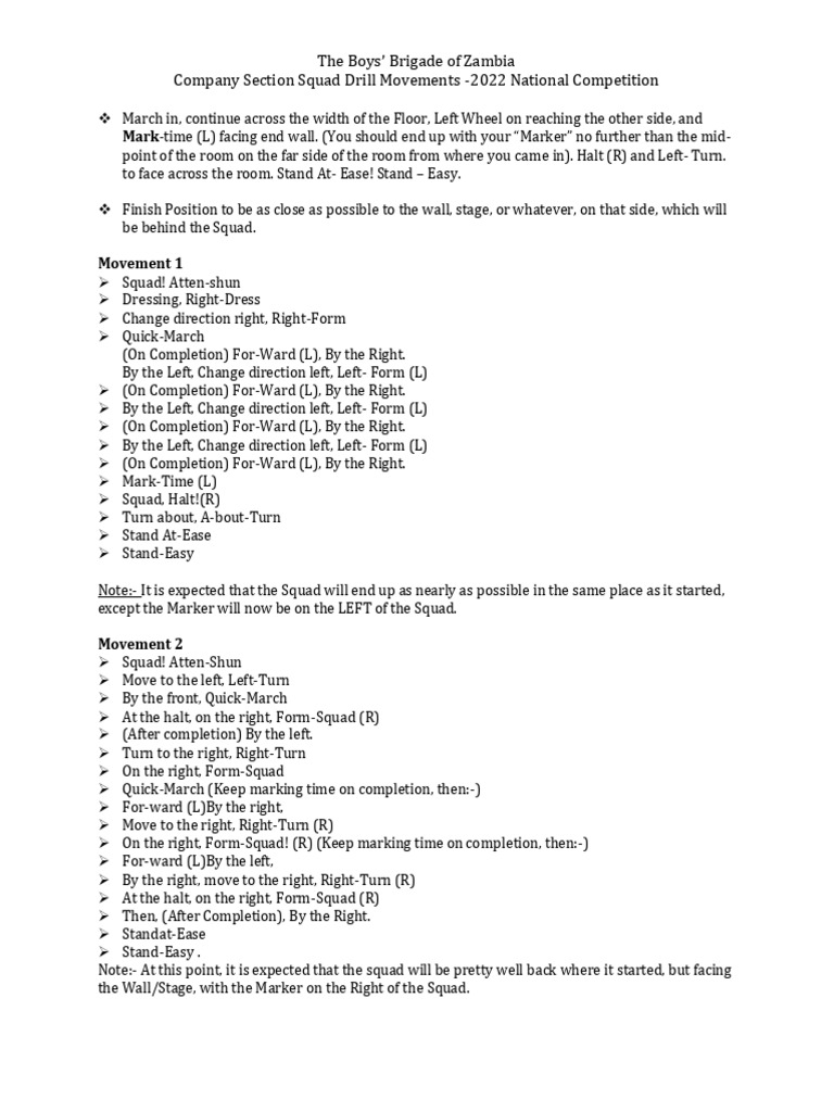 Company Section Squad Drill Movement 2022 | PDF
