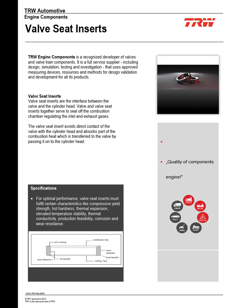 TRW - 2012 - EC - Valve Seat Inserts - Eng | PDF