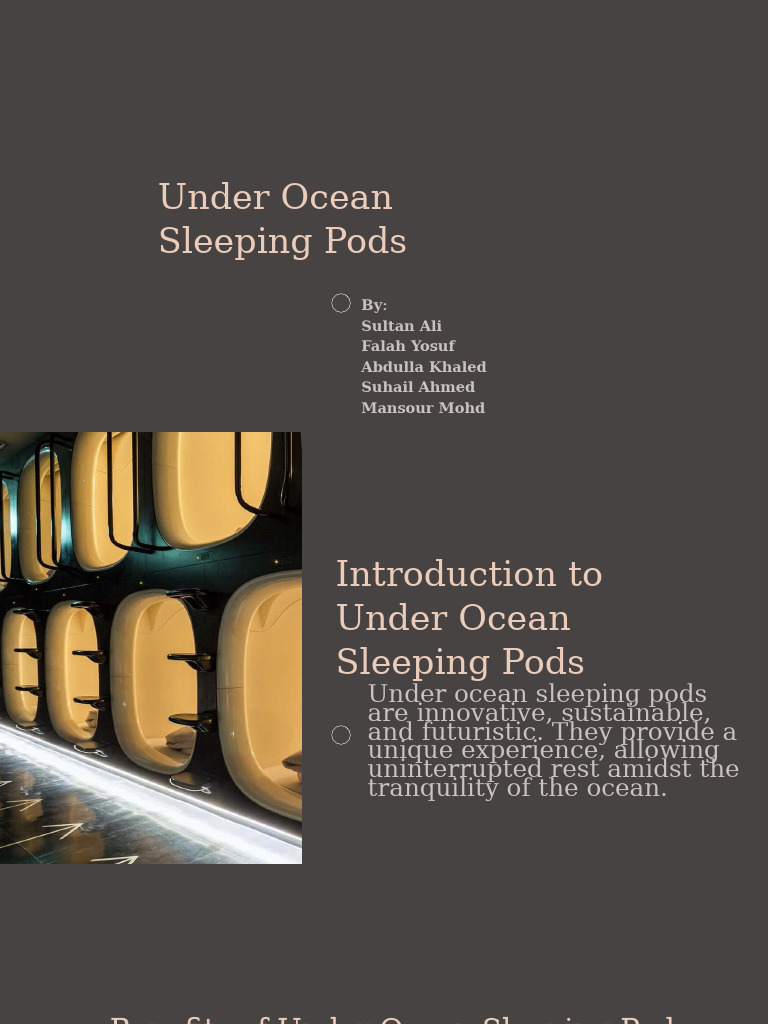Introduction To Under Ocean Sleeping Pods | PDF