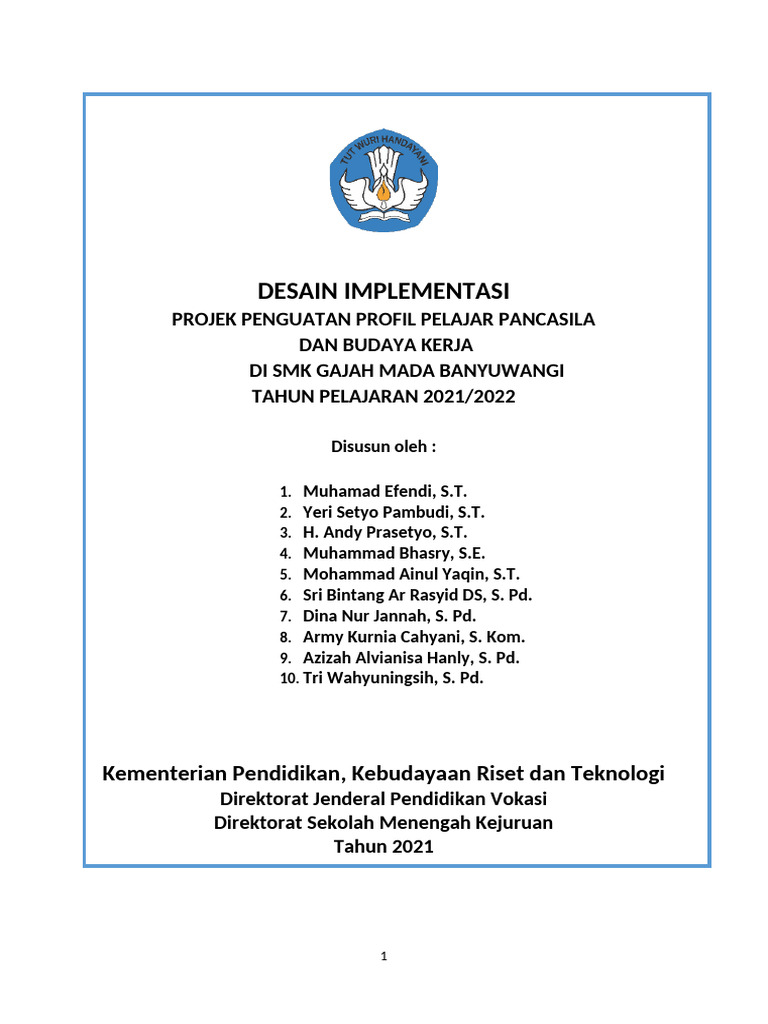 Desain Implementasi P5BK SMK Gajah Mada Banyuwangi | PDF