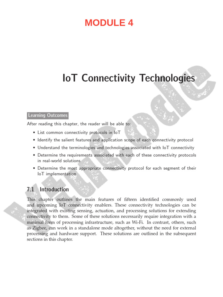 Iot Connectivity Technologies: Learning Outcomes | PDF