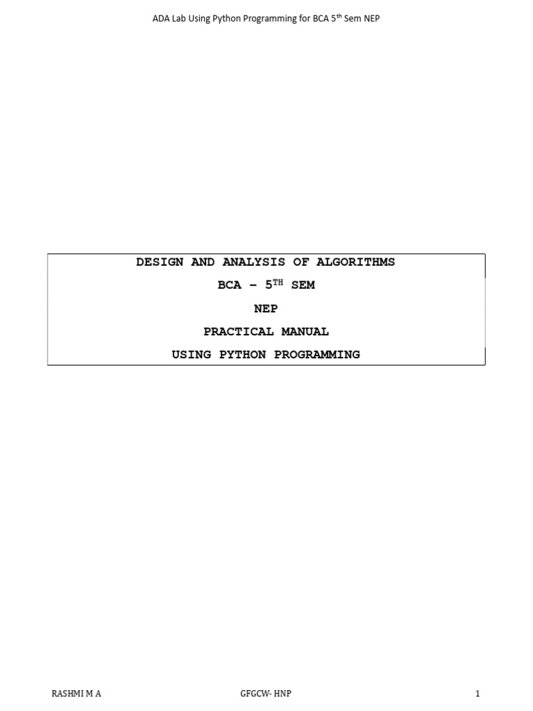 ADA Python Lab All 18 | PDF | Mathematical Relations | Theoretical ... ADA Python Lab All 18 | PDF | Mathematical Relations | Theoretical ...