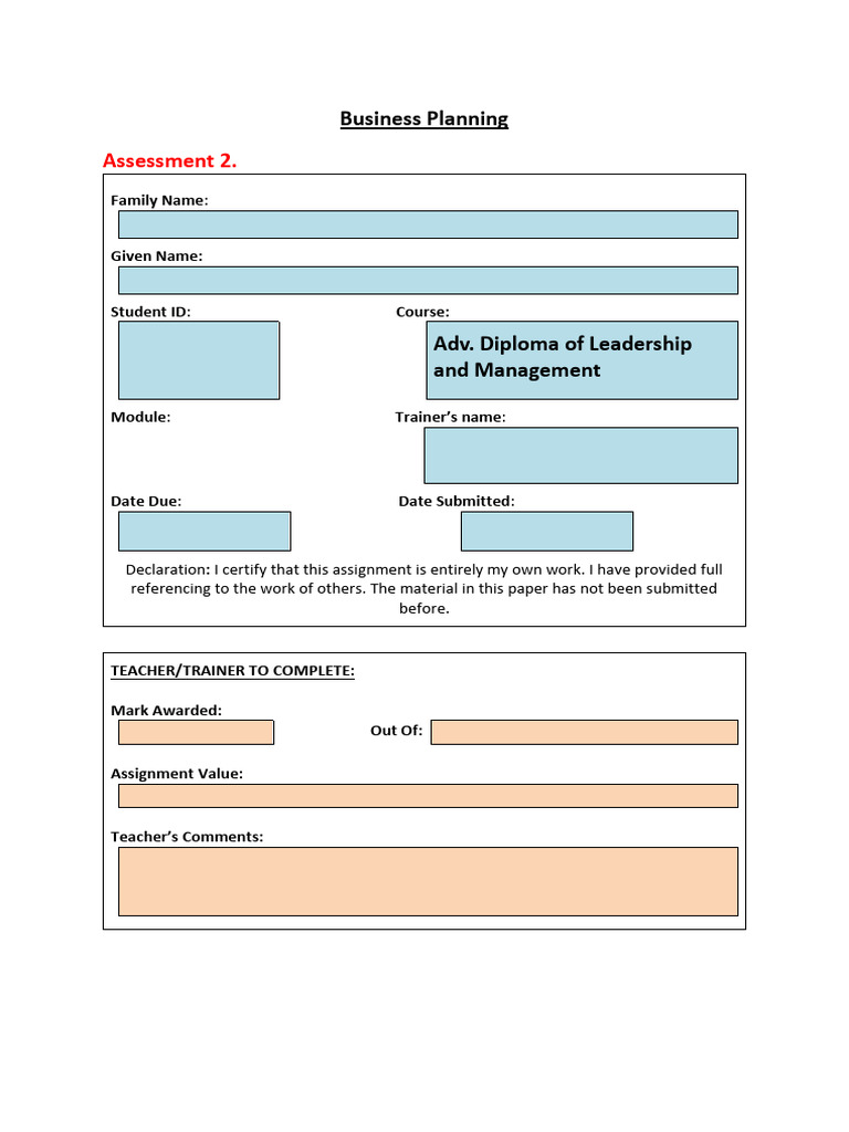 Business Planning - Assessment-02 | PDF
