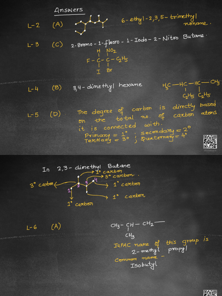 Answers To Practice Sheet IUPAC | PDF