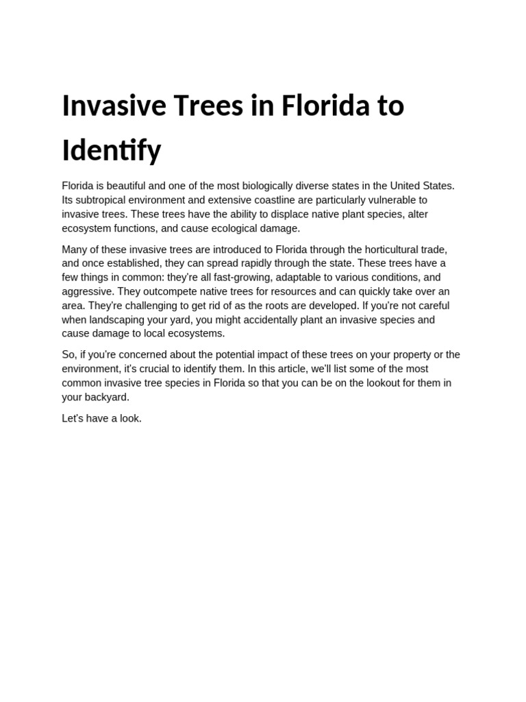 Invasive Trees in Florida To Identify (1) 2 | PDF