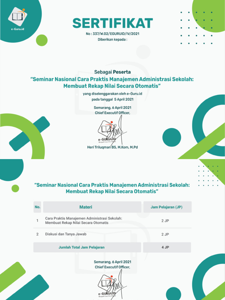 Sertifikat Sulastri Syafril | PDF