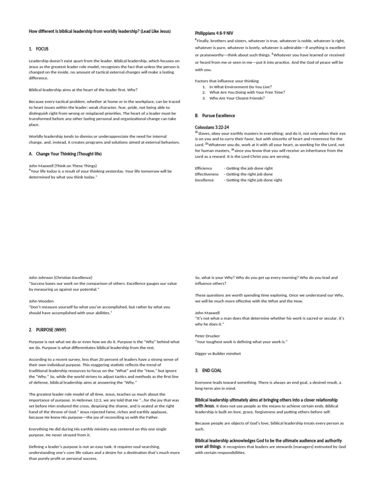 19-05-11 Biblical Leadership (Lead Like Jesus) | PDF