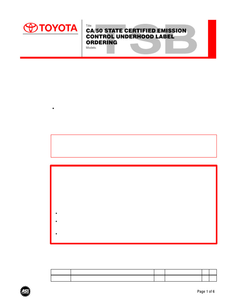 pg006t00 Certified Emission Underhood Label Ordering | PDF