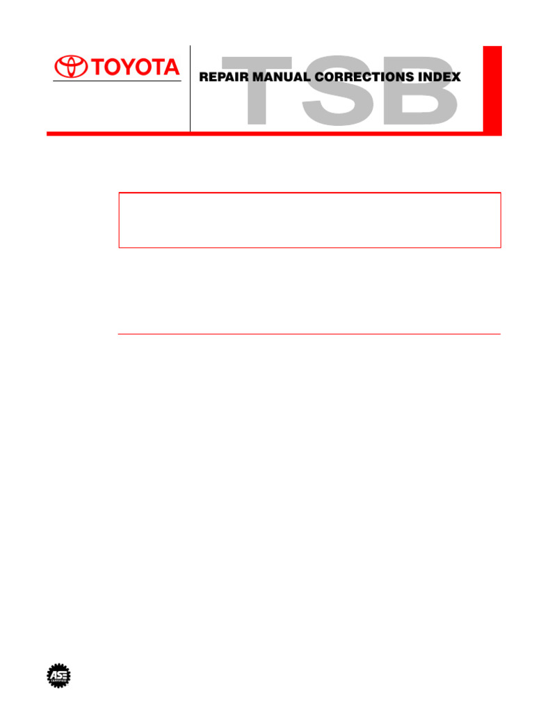 pg001t03 Repair Manual Correction Index | PDF