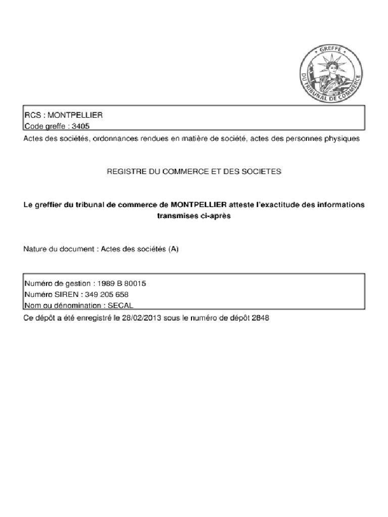 Secal Regalia - Actes Du 28-02-2013 | PDF