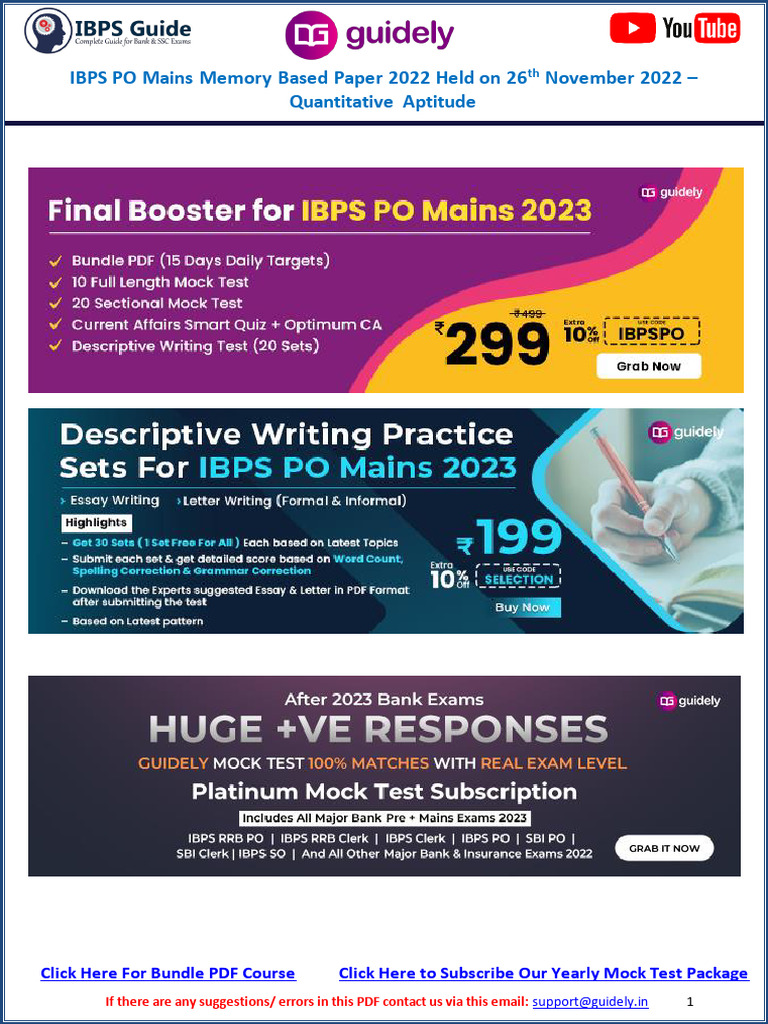IBPS PO Mains Memory Based Paper 2022 Held On 26 November 2022 ...