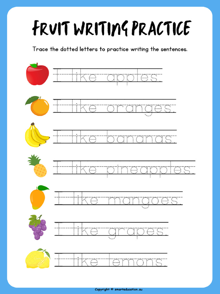 Year 1 Fruit Writing Practice | PDF