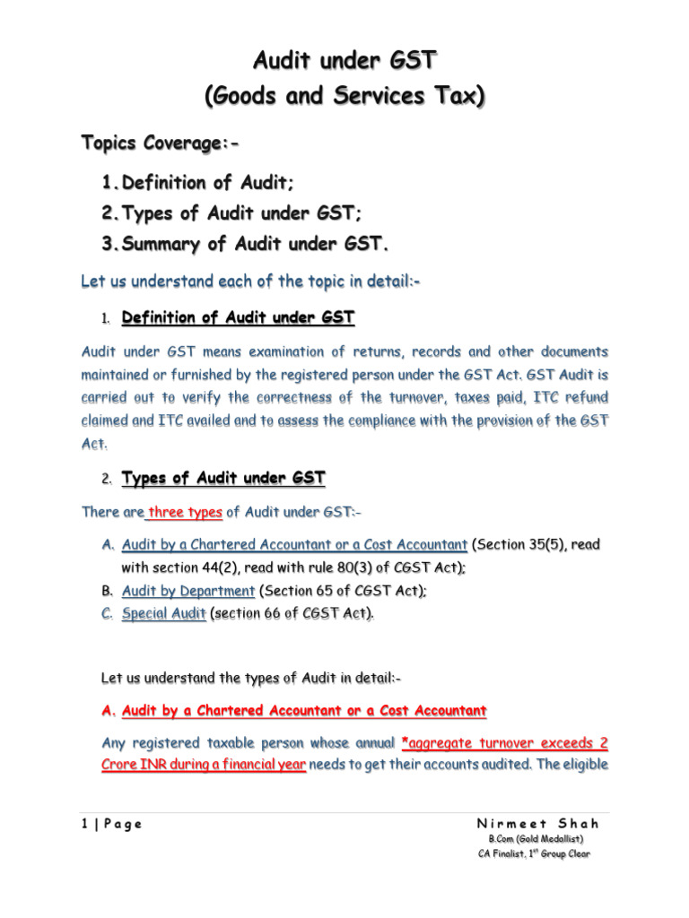 Audit Under GST | PDF